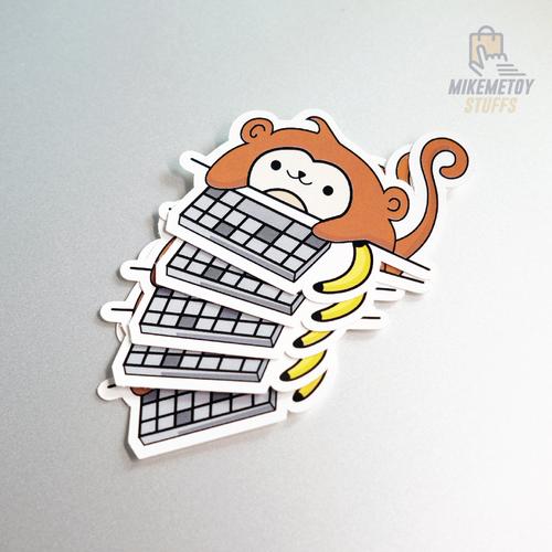 Jual Monkey Type Sticker Die Cut Monkey Typing 7cm Keyboard Type Test ...