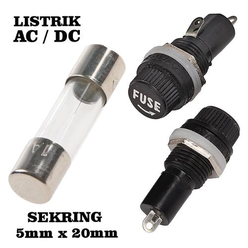 Jual Konektor Kabel Sikring Tabung 2cm Listrik ACDC Rumah Sekring Tube ...