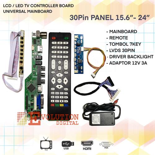 Jual Universal LED TV Board- Paket Lengkap Panel LED 15 6"- 24" - Kab ...