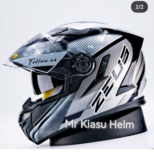 Promo helm besar big size XXL Zeus black silver fullface jumbo hitam ...