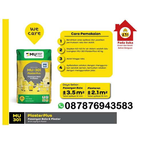 Jual Mortar Utama MU-301 PlasterPlus-Pasangan Bata dan Plester 40Kg ...