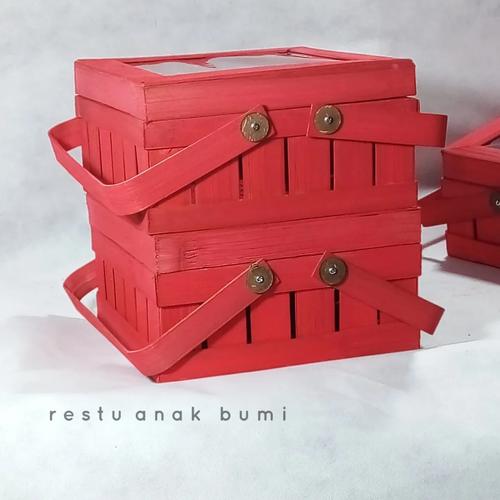 Jual box bambu warna tutup mika 30cm, keranjang bambu, kotak hantaran ...