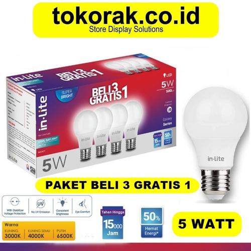 Jual LAMPU BULB INLITE 5 7 9 11 12 WATT PUTIH PAKET 4PCS BOHLAM LED IN ...