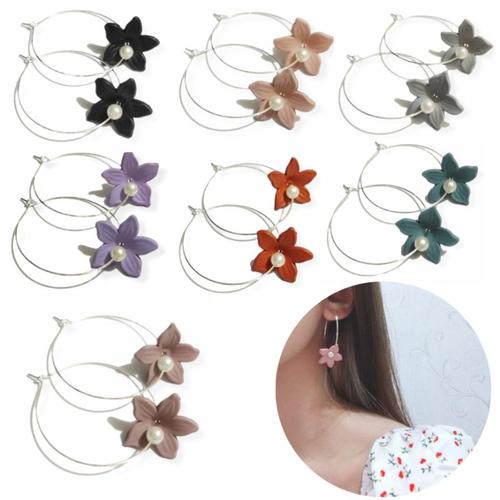 Jual Odelia Flower Hoops Earrings Anting Hoop Bulat Bunga Mutiara Pearl ...