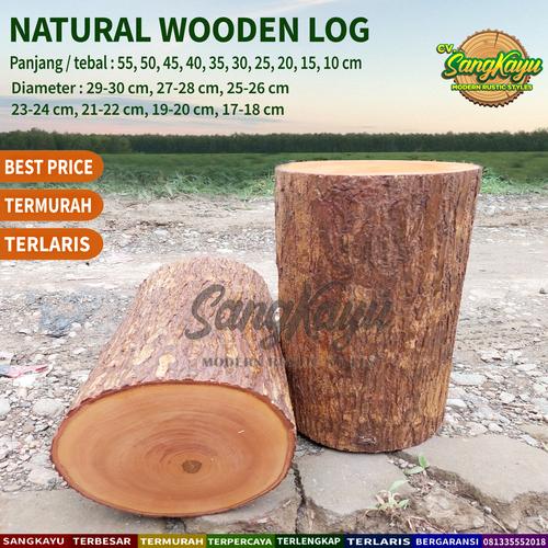Jual Log kayu bulat wood slice tebal side table craft stand stand ...