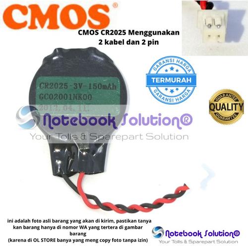 Jual Baterai BIOS Laptop Notebook Netbook CMOS CR 2025 kabel 2 pin 3V ...