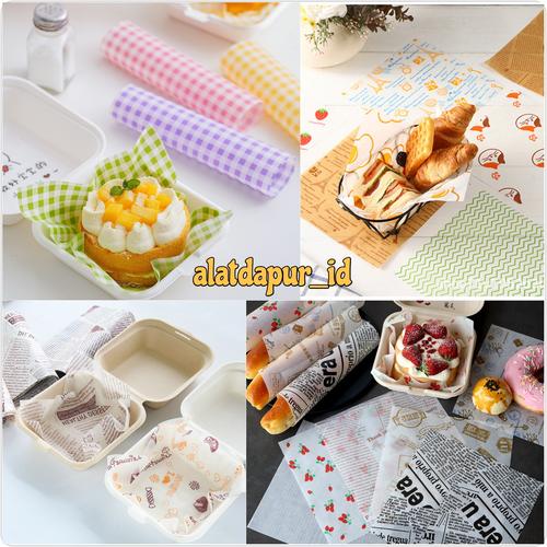 Jual 50L wax paper food grade motif baking paper motif kertas roti ...