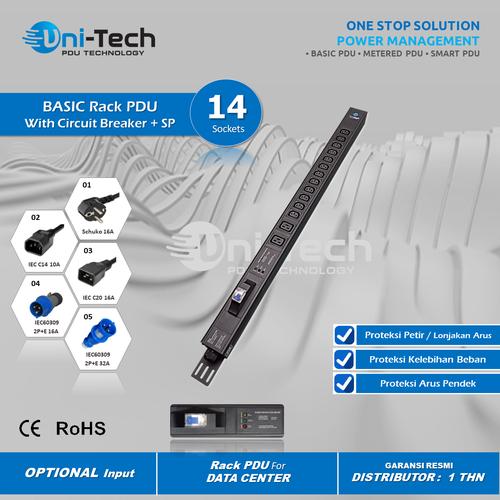 Jual PDU 14 Socket (12)C13 + (2)C19 with MCB + Surge Protection, Input Cable - Schuko 16A - Kota ...