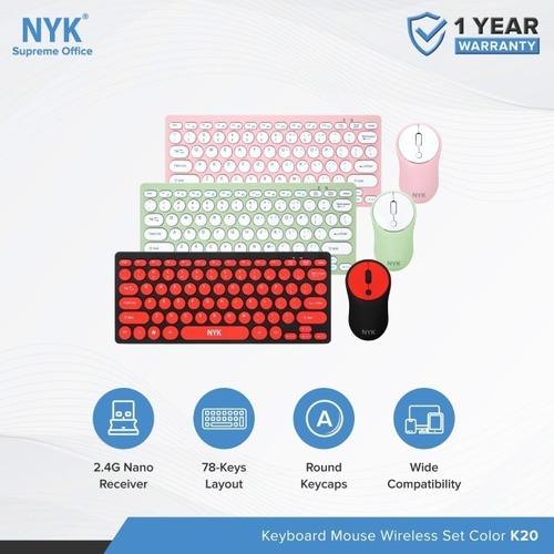 Jual Keyboard Mouse Wireless Mini Combo Colors NYK Supreme K20 - Merah ...