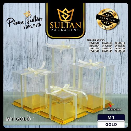 Jual Cake Box Kotak Kue Mika Transparan Dus Hadiah - Tutup Mika 22x22 - Gold, 22x22x16 - Jakarta ...