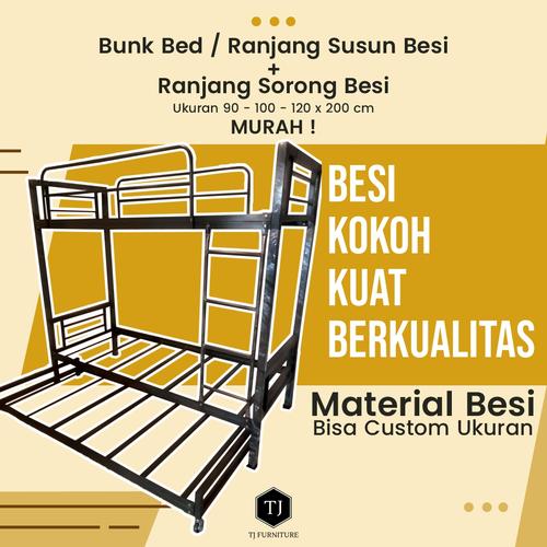 Jual Ranjang Besi Susun + Sorong / Bunk Bed Minimalis (Bisa Custom ...