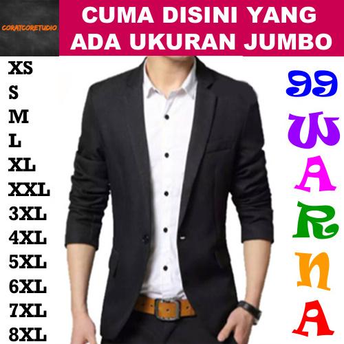 Jual 23 WARNA Blazer Cowok Jas Pria Cowok HITAM POLOS LOS BLACK Katun ...