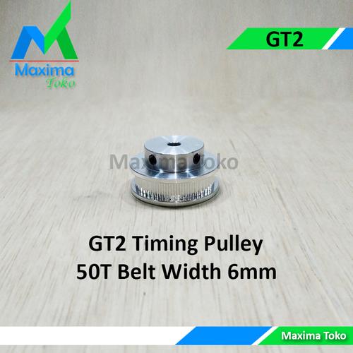 Jual GT2 Pulley Gigi 50 Teeth Bore 5mm 6mm 6.35mm 8mm 2GT Belt 6mm 50T ...