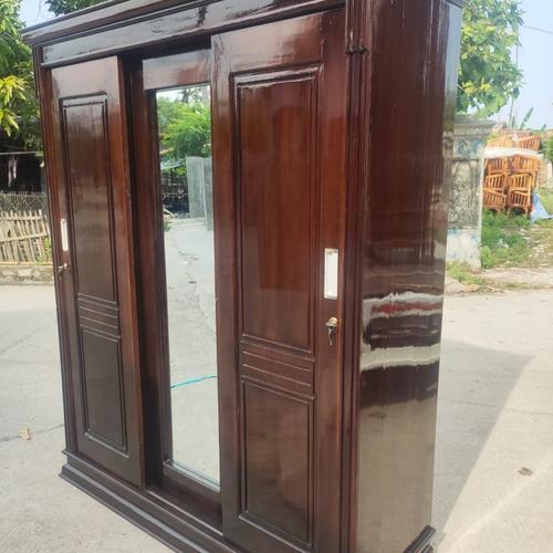 Jual lemari sliding minimalis kayu jati 3 pintu kaki rata - Kota Bekasi ...