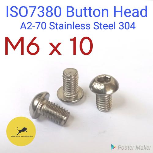 Jual Baut Button L M6 x 10 SUS 304 - Jakarta Timur - Mekanikautomation | Tokopedia