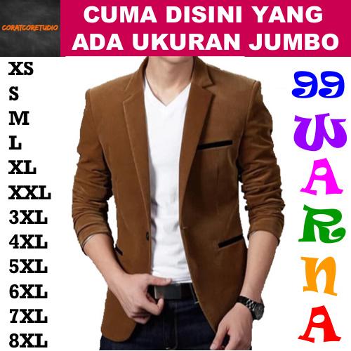 Jual 23 WARNA Blazer Cowok Jas Pria COKLAT TUA GELAP LIS HITAM Katun ...