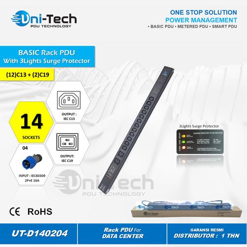 Jual BASIC PDU 14 Socket (12)C13 + (2)C19 with SPD, Input IEC309 2P+E 16A - Kota Bekasi ...