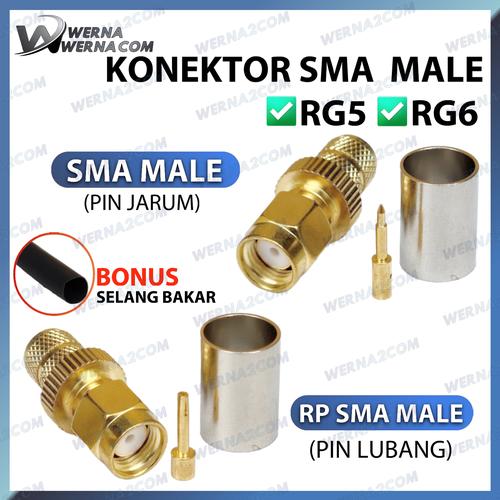 Jual KONEKTOR SMA Male / RP SMA Male Crimp untuk RG5 - RG6 - SMA MALE ...