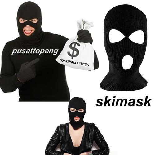 Jual kostum perampok penjahat ski mask kupluk hitam roberry mask - s ...
