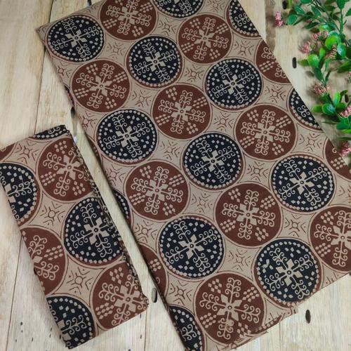 Jual kain batik motif bulat bulat bahan seragam batik moca coklat ...
