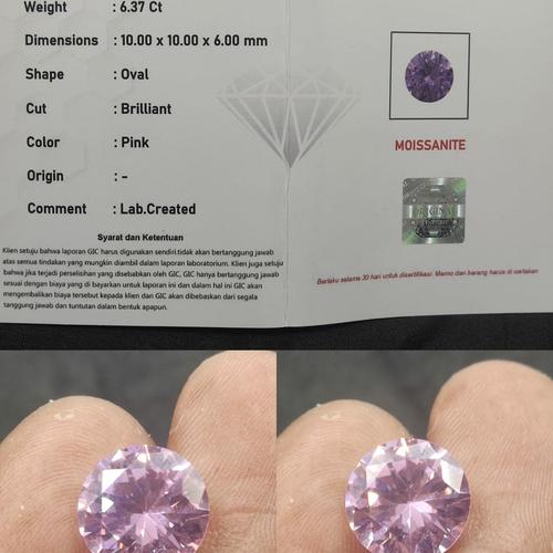 Jual Pink Moissanite HQ +memo GIC - 6.10crt - Jakarta Timur - Permata ...