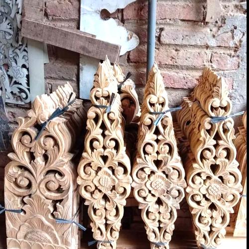 Jual Panel Ukiran tempel tiang soko ornamen kayu jati model wajik - Kab ...