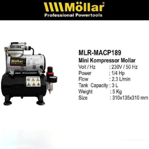 Jual MOLLAR kompresor oilless mini 1/5hp tabung 3lt untuk Air brush ...