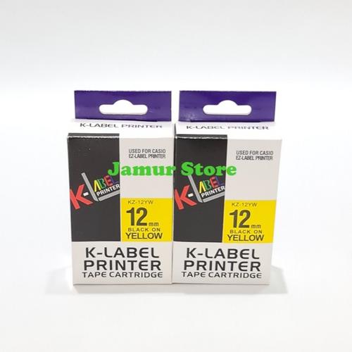 Jual EZ- Label Casio Tape Cartridge 12MM Black INK Yellow - Jakarta ...