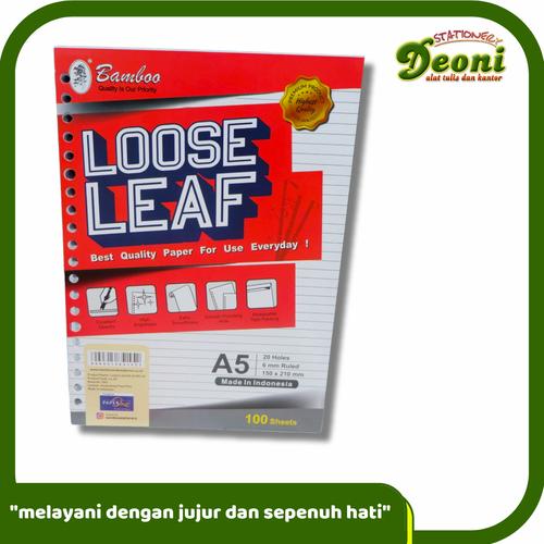 Jual BAMBOO Loose Leaf / isi kertas file A5 100 Lembar 20holes 6mm ...