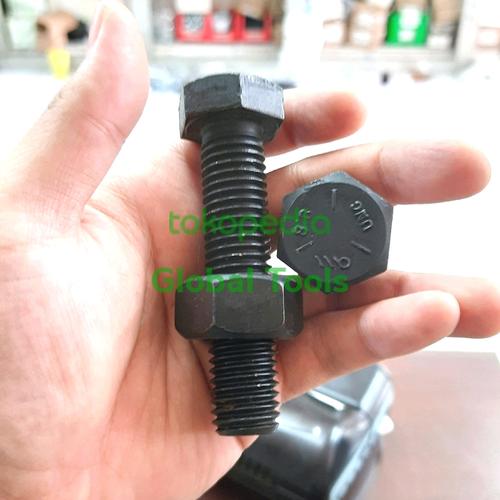 Jual baut mur baja 3/4 x 2-1/2 m19x65 baja 8.8 htb m19 hex bolt nut UNC ...