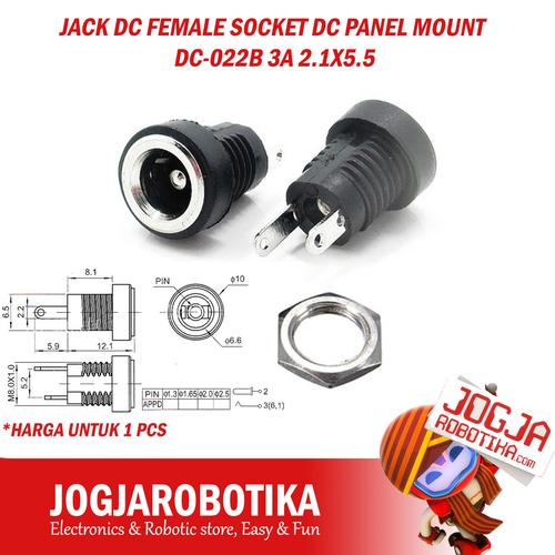 Jual JACK DC FEMALE SOCKET DC PANEL MOUNT DC-022B 3A 2.1X5.5mm 2.1mm x 5.5m - Kab. Sleman ...
