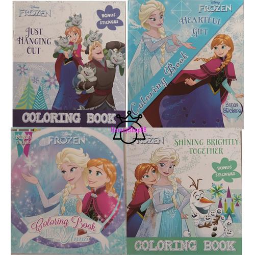 Jual Buku Mewarnai/Coloring Book Disney Frozen "Elsa and Anna"+ Stiker ...