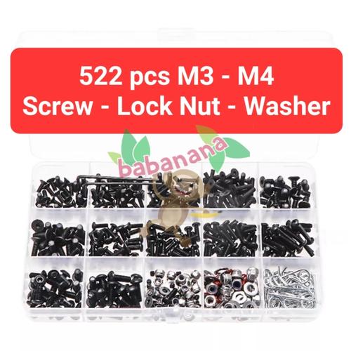 Jual 522 pcs Countersunk Hex Screw Bolt Snap Ring Grub Lock Nut Washer ...