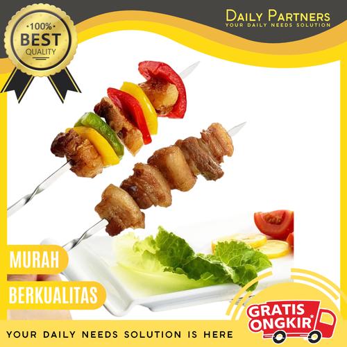 Jual Tusuk Sate Klatak Stainless Panjang Tusukan Daging BBQ Besi Anti ...