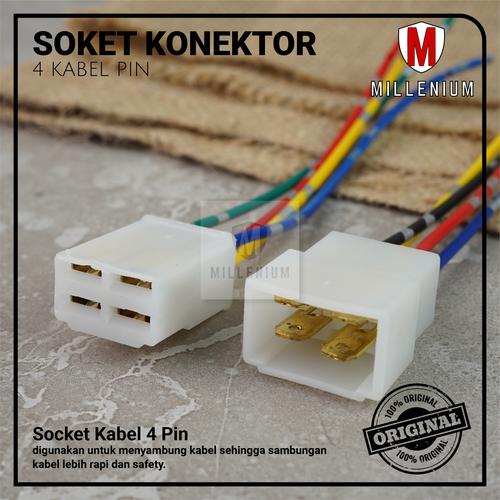 Jual Soket Konektor Kabel 4 Pin Besar / Socket Mobil Motor Kabel Bintik ...