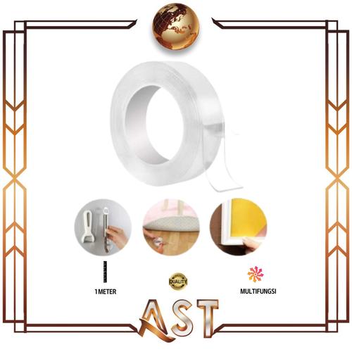 Jual Magic Double Tape 1 meter isolasi Bening Transparan Roll Solatip ...