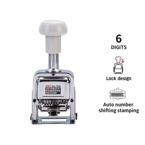 Jual STEMPEL NOMOR OTOMATIS NUMBERING MACHINE 6 DIGIT DELI 7506 ...