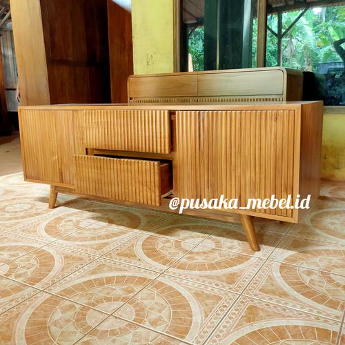 Jual meja buffet tv minimalis kayu jati, meja bufet credenza drawer ...