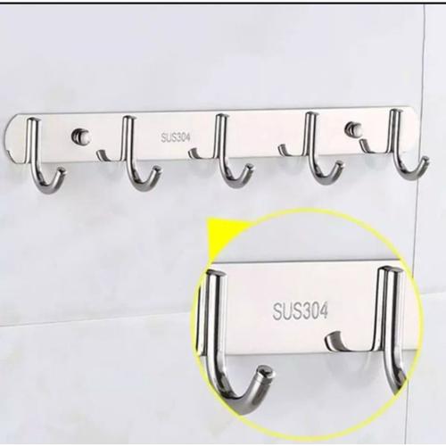 Jual gantungan baju stainless 5 kait / kapstok baju stainless 5 kait ...