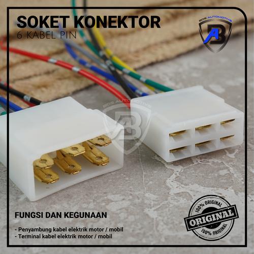 Jual Soket Konektor Kabel 6 Pin Besar / Socket Mobil Motor Kabel Bintik ...