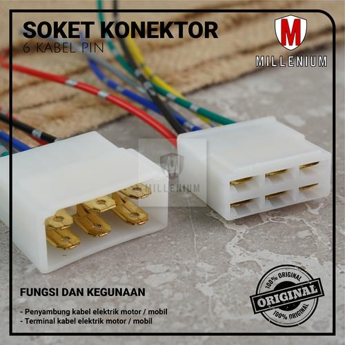 Jual Soket Konektor Kabel 6 Pin Besar / Socket Mobil Motor Kabel Bintik ...