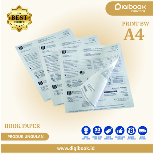 Jual Cetak & Print Dokumen A4 Hitam Putih Kertas Book paper - Kota ...
