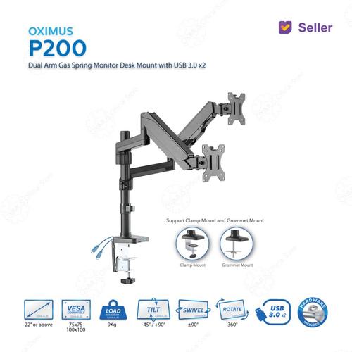 Jual BRACKET MONITOR GAS SPRING OXIMUS P200 TILT SWIVEL ROTATE USB 3.0 ...