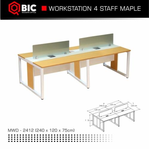 Jual Meja Kantor Workstation 4 staff QBIC MWD 2412 kaki metal maple ...
