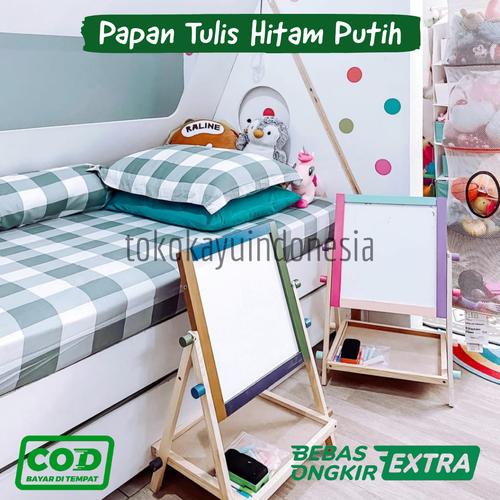 Jual Papan Tulis Hitam Putih Black and White Mainan Kayu Edukasi Anak ...