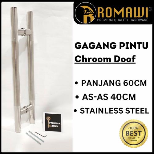 Jual PULL HANDLE GAGANG PINTU BULAT KACA RUMAH BAUT TEMBUS 60 CM CHROOM ...