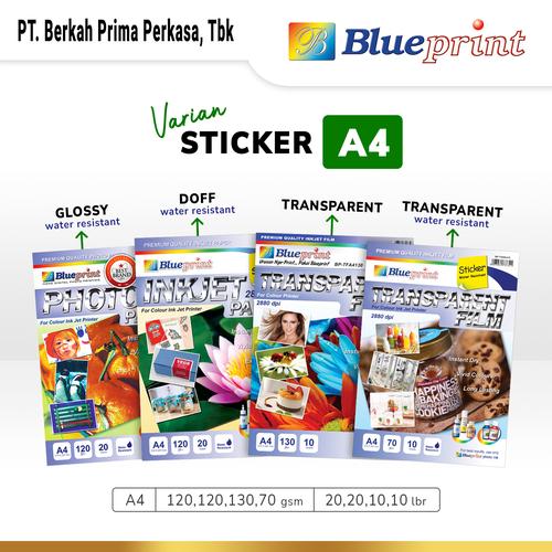 Jual Kertas Stiker A4 BLUEPRINT Sticker Varian Glossy, Inkjet ...
