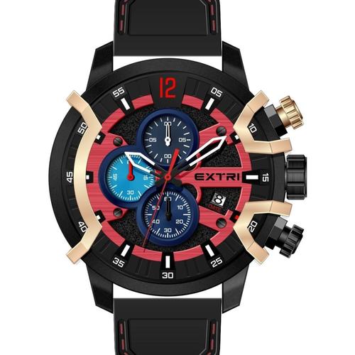 Jual Jam tangan Pria Fashion EXTRI X6054 Original Tanggal Dan Chrono Aktif - Black Silver ...
