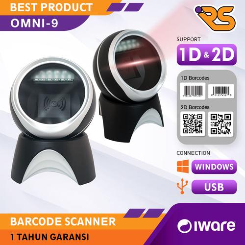 Jual Barcode Scanner Duduk Kasir OMINI 9 IWARE USB Barcode Reader 1D 2D ...