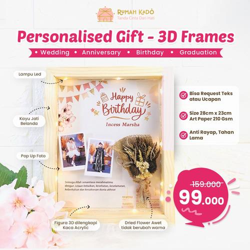 Jual 3D FRAME KADO BIRTHDAY / Ulang Tahun Custom Foto Free kertas kado ...